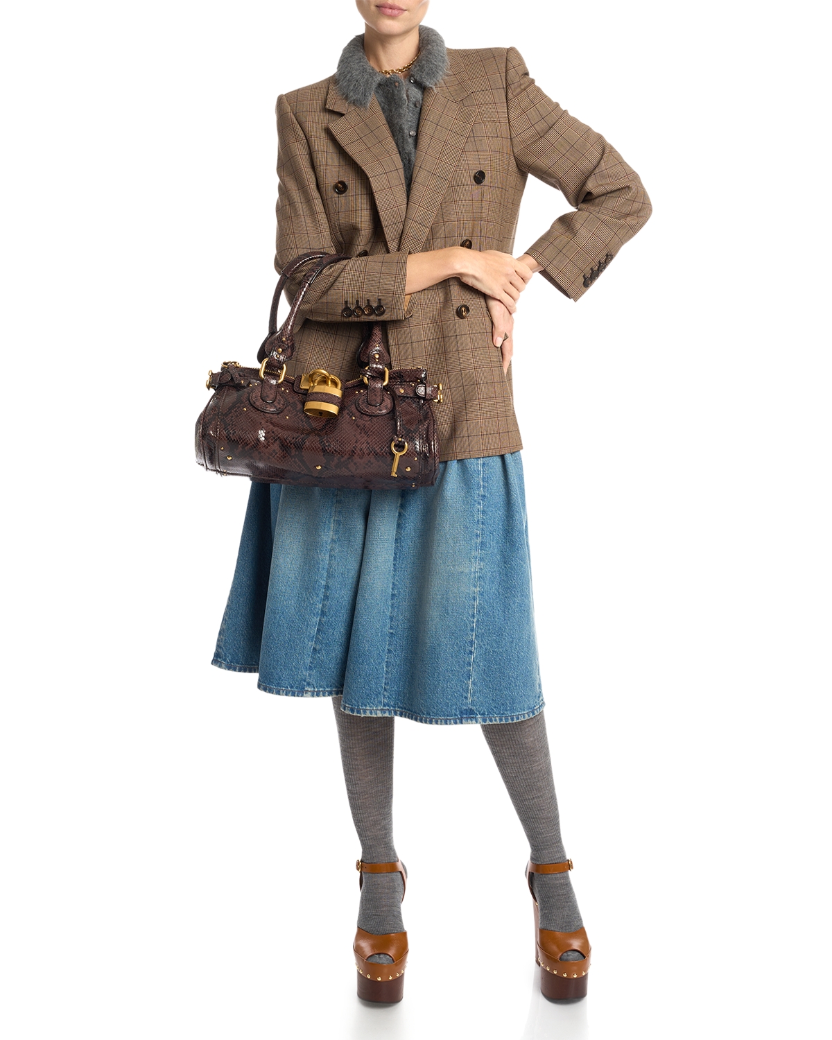 CHLOÉ Chloe Paddington Embossed Leather Shoulder Bag